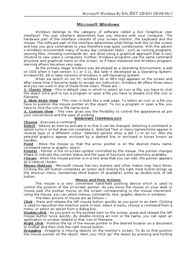 Microsoft Windows Overview | PDF | Graphical User Interfaces | Icon ...