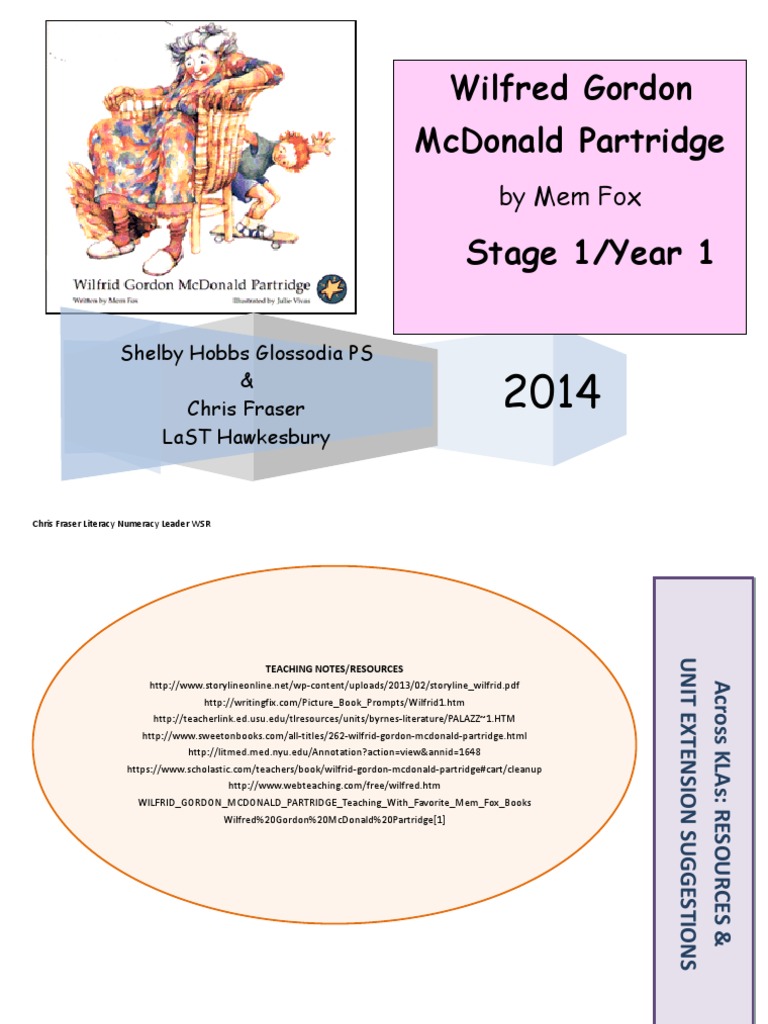 Wilfred Gordon McDonald Partridge S1 Year 1 | Reading Comprehension ...