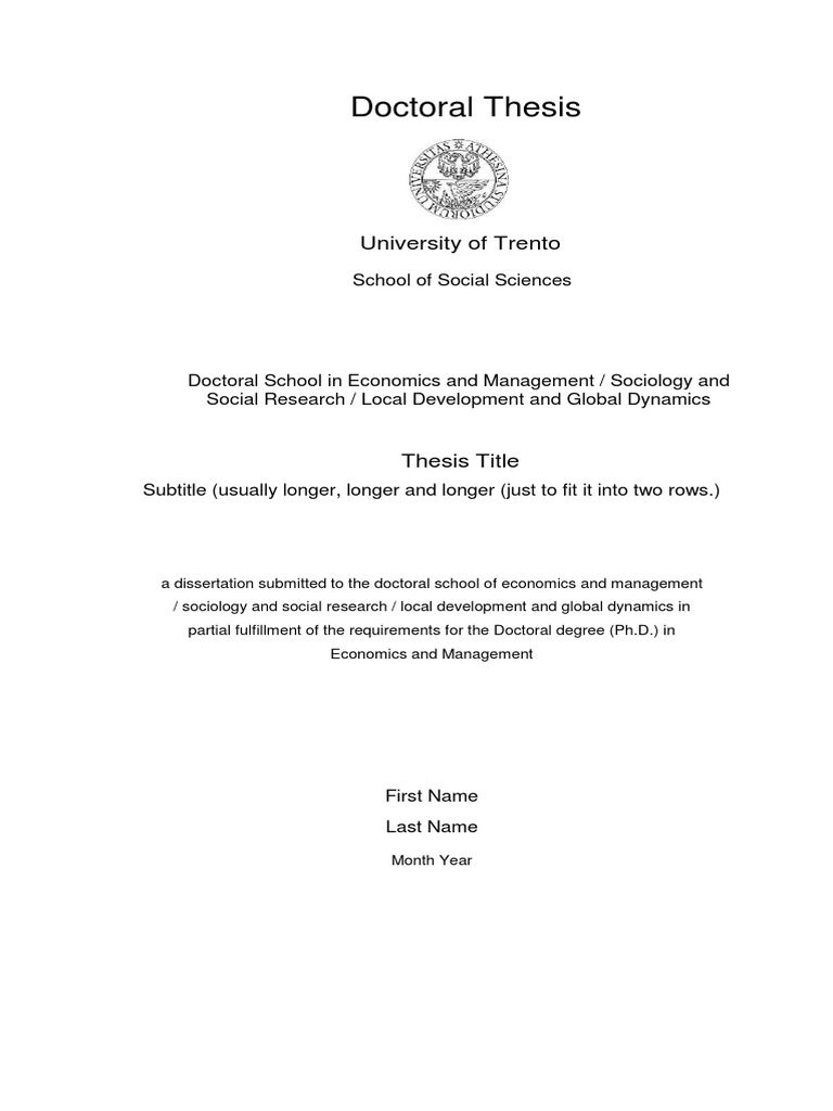 Doctoral Thesis: University of Trento | PDF | Thesis | Doctorate