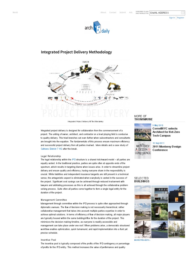 Integrated Project Delivery Methodology - ArchDaily | PDF | Product ...