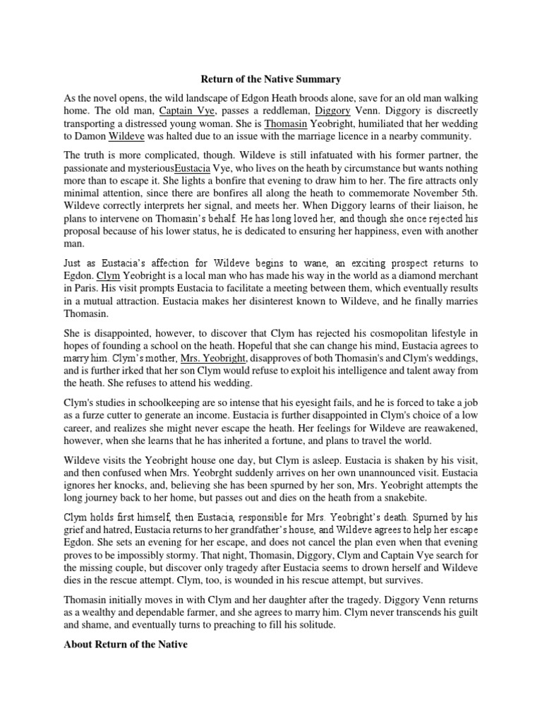 Return of The Native Summary | PDF