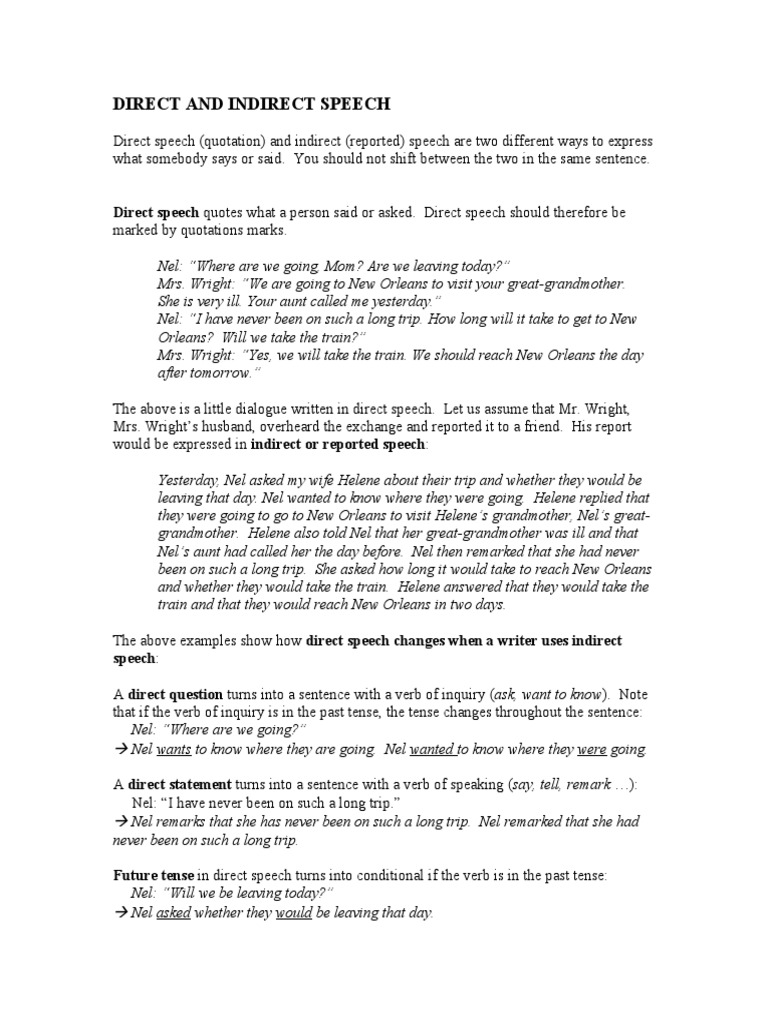 Direct and Indirect Speech Guide | PDF