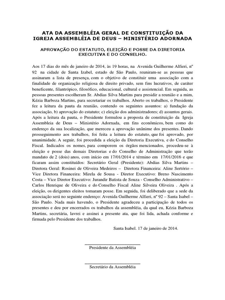Ata da Assembléia de constituição _170113 (F)_ | Conselho de Segurança ...