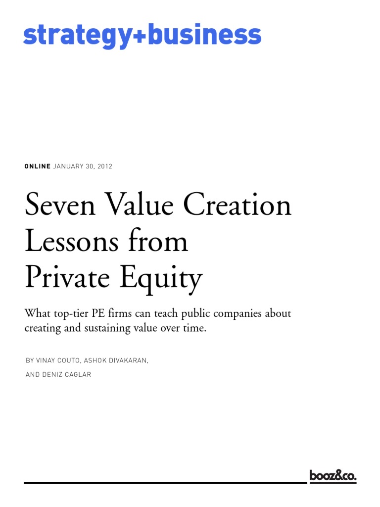 Value Creation Private Equity | PDF | Private Equity | Mergers And ...