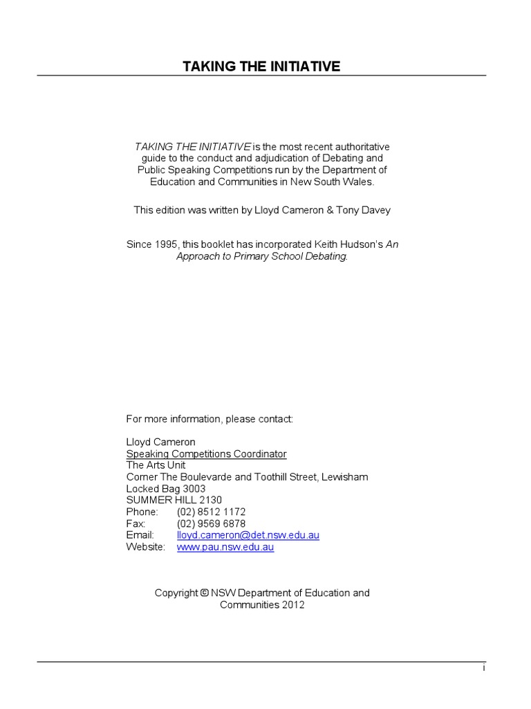 Taking The Initiative | PDF | Definition | Public Speaking