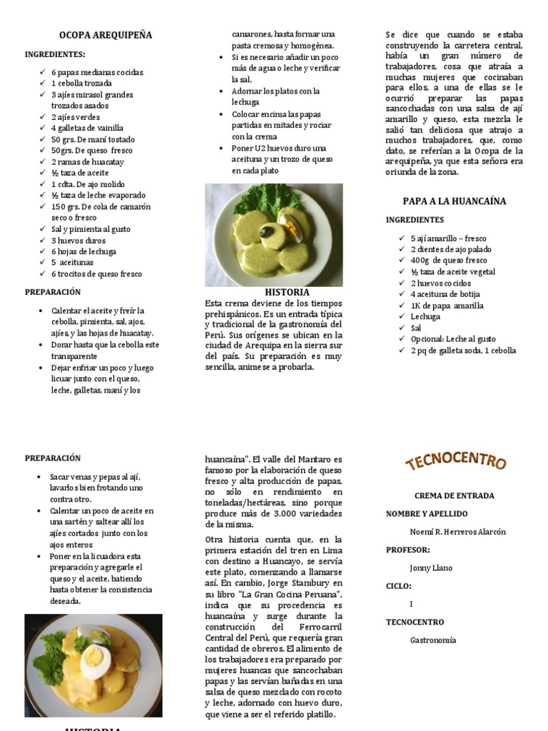 Ocopa Arequipeña Pdf Cocina De Las Americas Alimentos