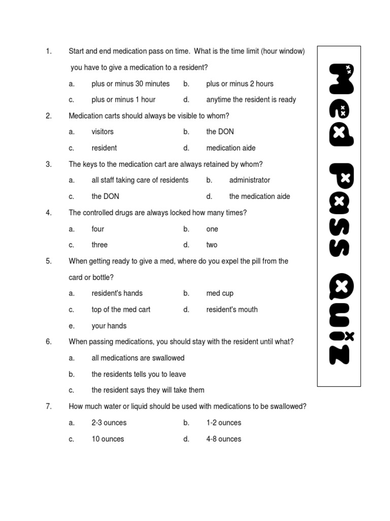 Med Pass Quiz | PDF