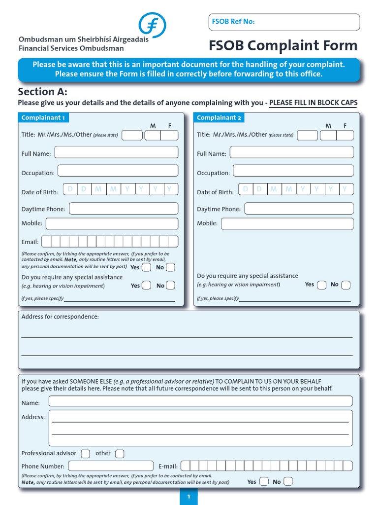 FORMULIR PENGADUAN Ke OMBUDSMAN | PDF | Insurance | Sole Proprietorship