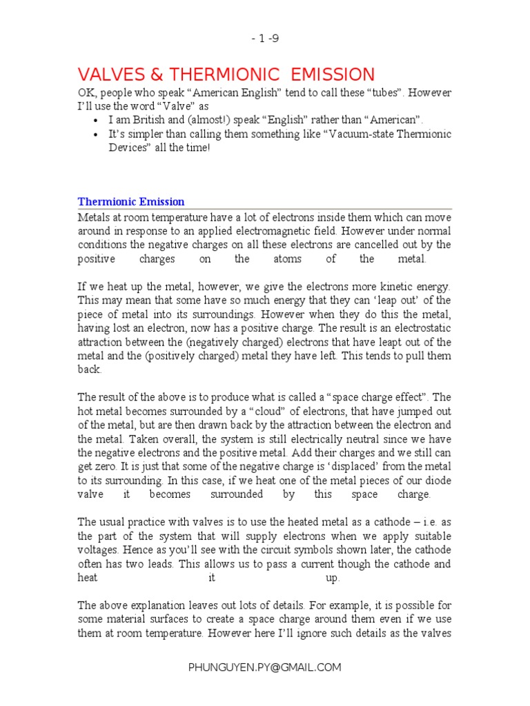 Chapter 9 Valves & Thermionic Emission | PDF | Vacuum Tube | Cathode
