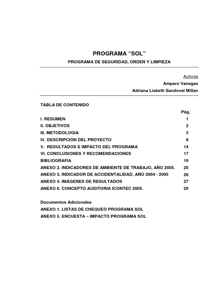 Programa Sol | PDF | Hospital | Seguridad y salud ocupacional