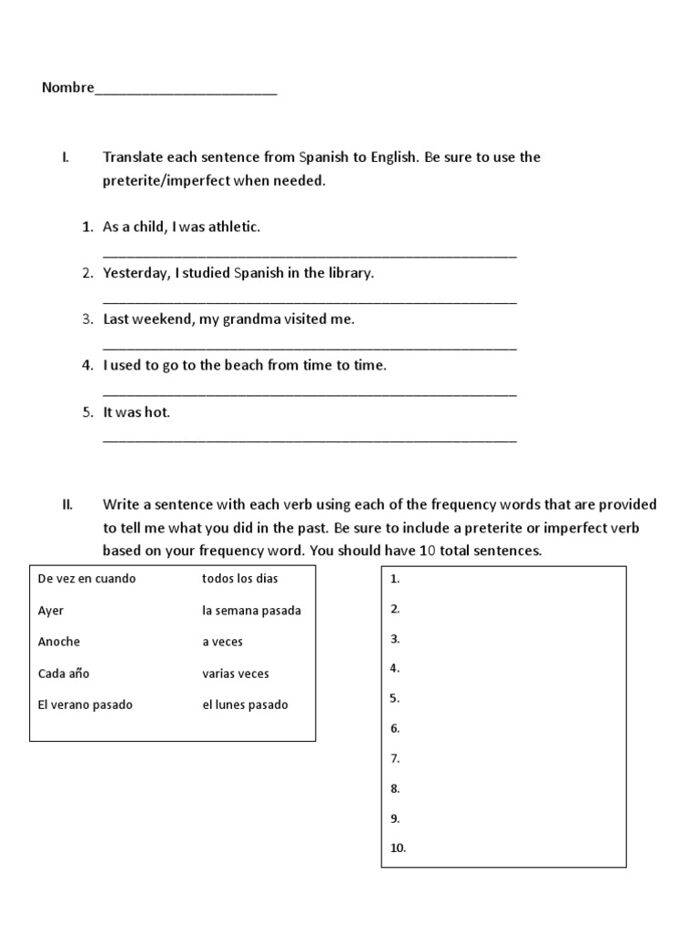 Preterite vs Imperfect Practice Worksheet | PDF | Linguistics | Grammar