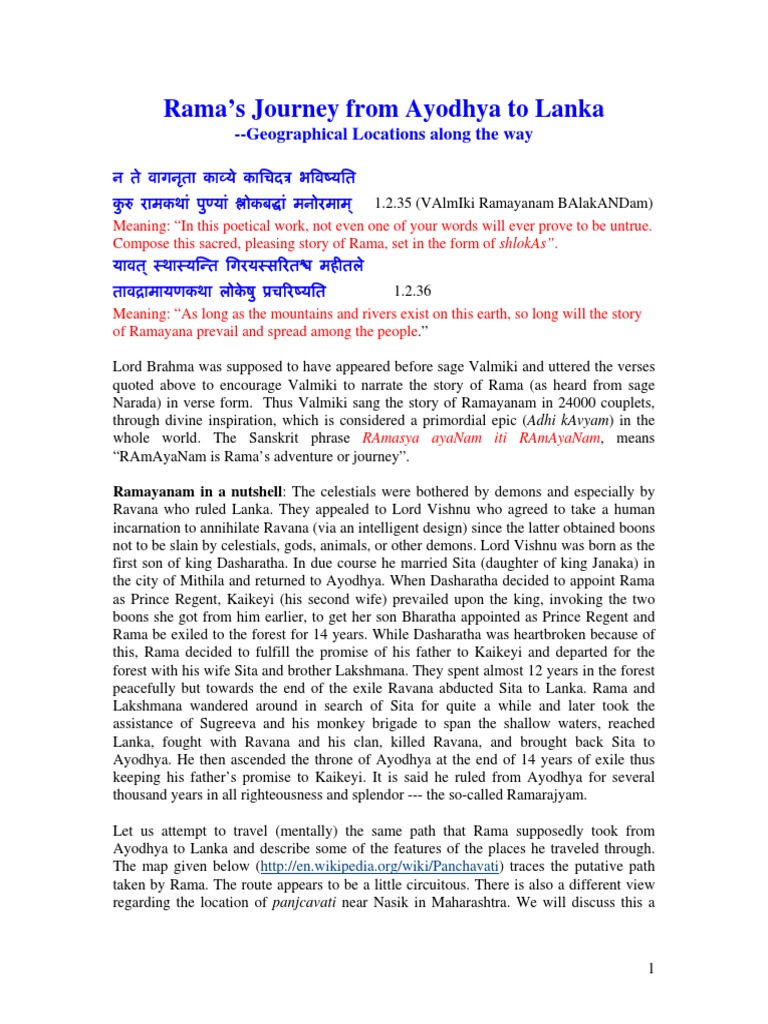 Rama's Route from Ayodhya to Lanka | PDF | Ramayana | Sita