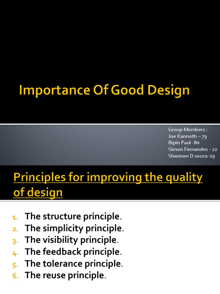 Importance of Good Design Principles | PDF