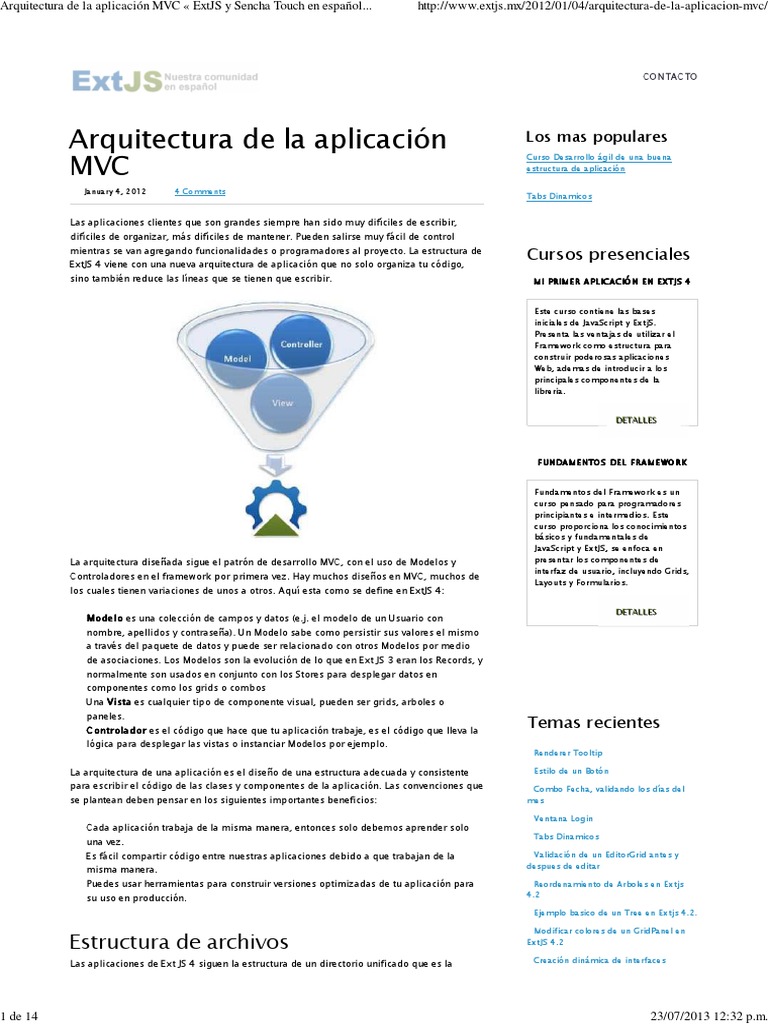 Arquitectura De La Aplicación Mvc Extjs Y Sencha Touch En Español México Ejemplos Proyectos
