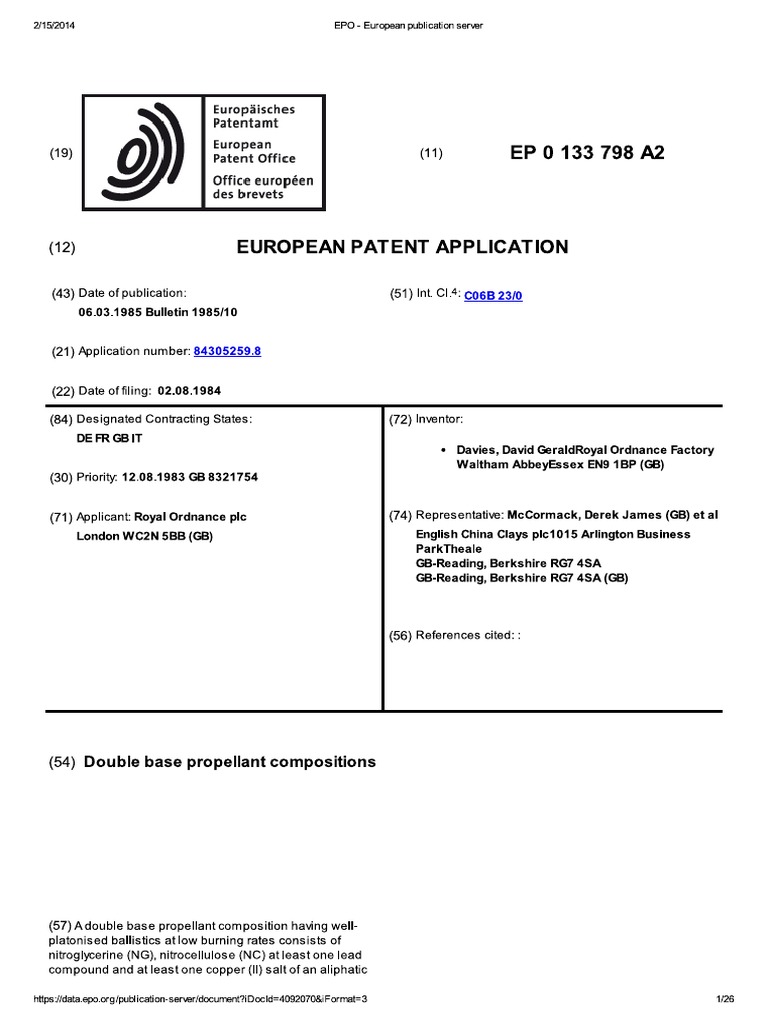 Double Base Propellant Formulation PDF | PDF | Foreign Language Studies