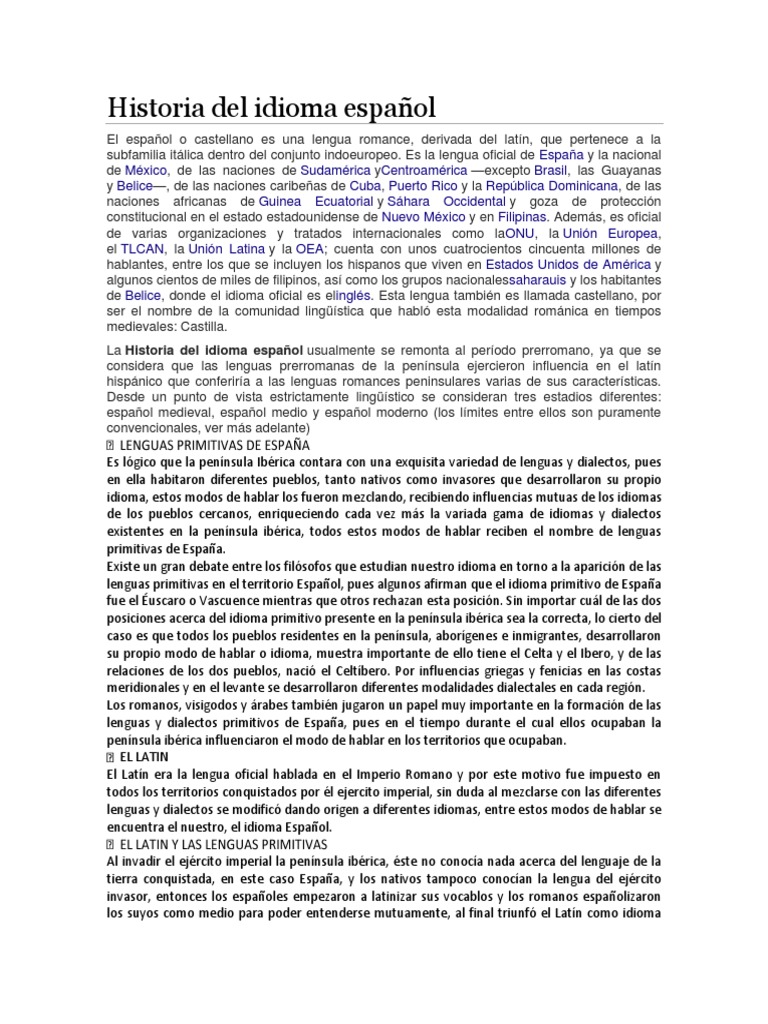 Historia Del Idioma Español | PDF | Lengua española | latín