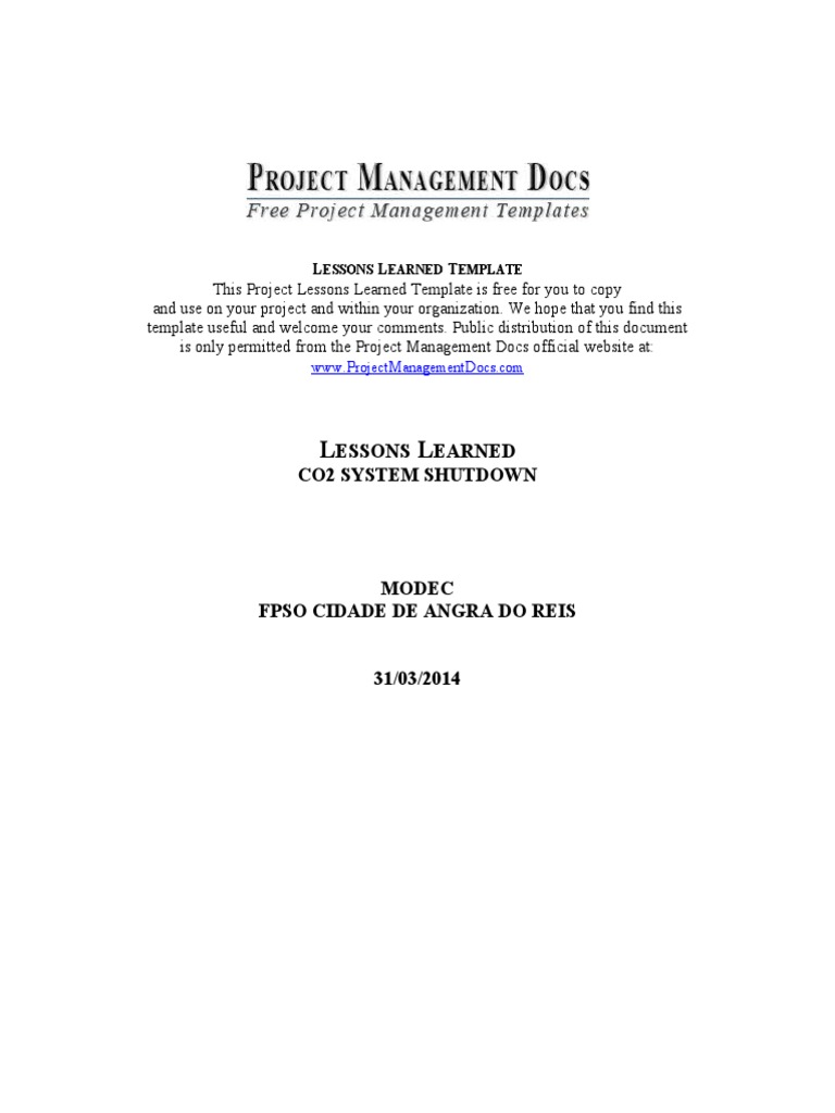 Project Lessons Learned Template | PDF | Project Management | Life ...