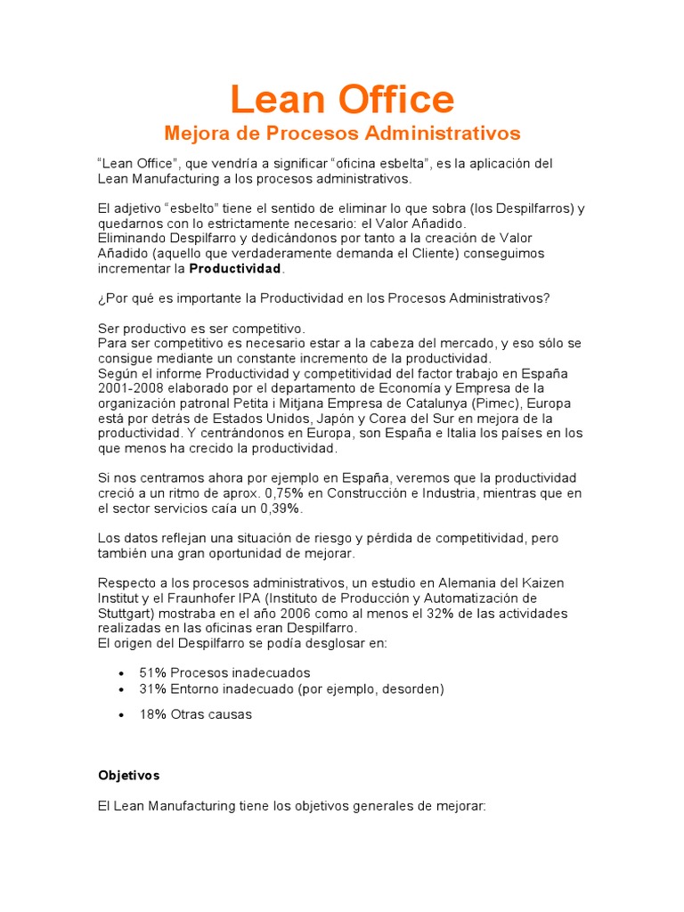 Lean Office | PDF | Cliente | Lean Manufacturing