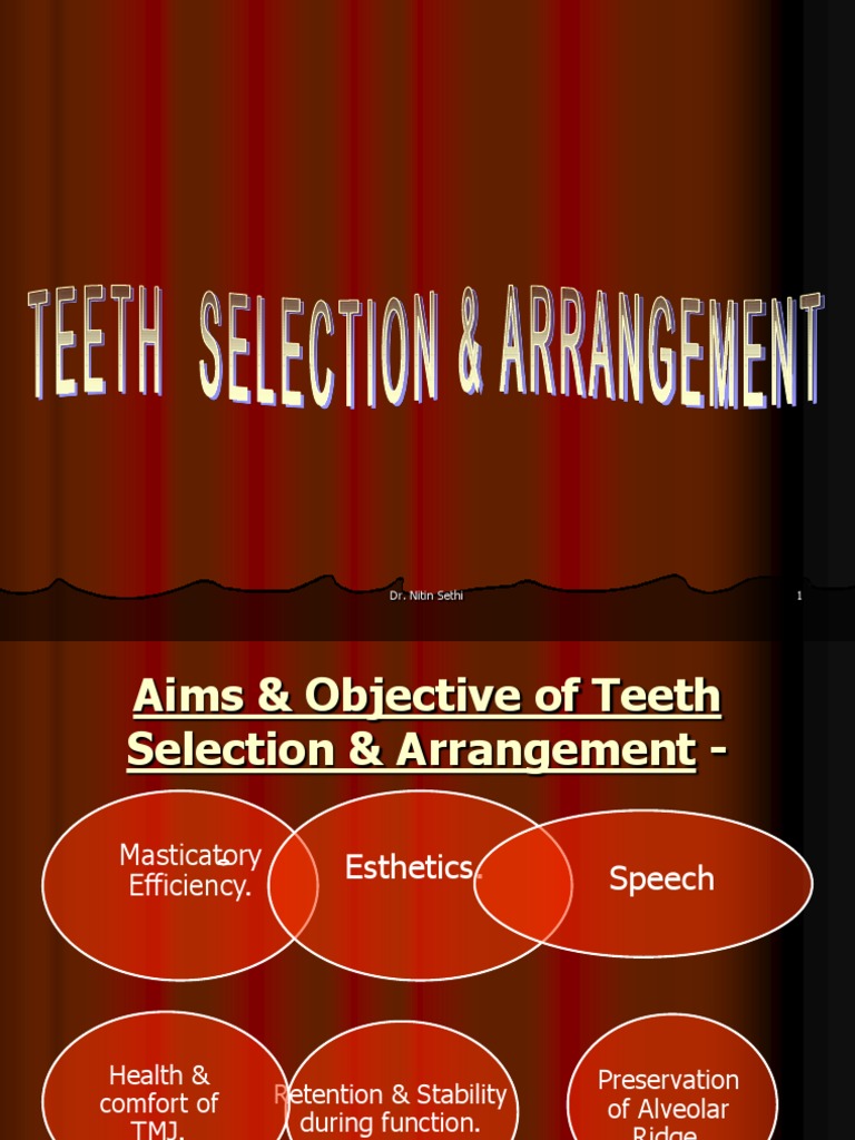 Teeth Selection and Arrangement | PDF | Dentures | Anatomical Terms Of ...