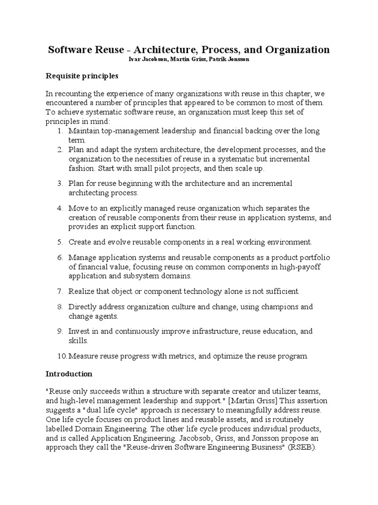 Software Reuse | PDF | Component Based Software Engineering | Use Case