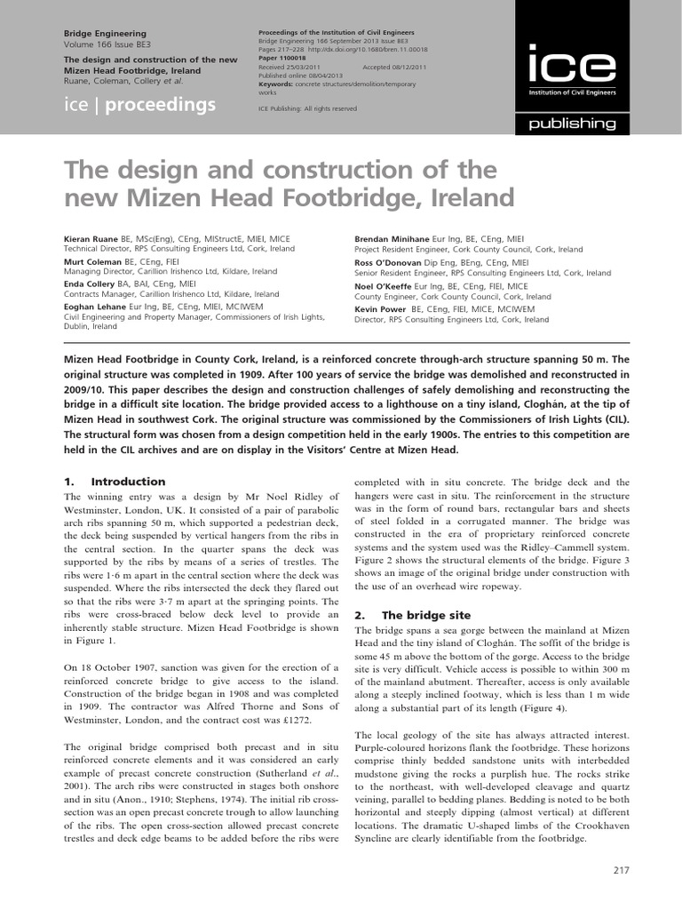 Design and Construction of Mizen Head Footbridge, Newzealand | PDF ...