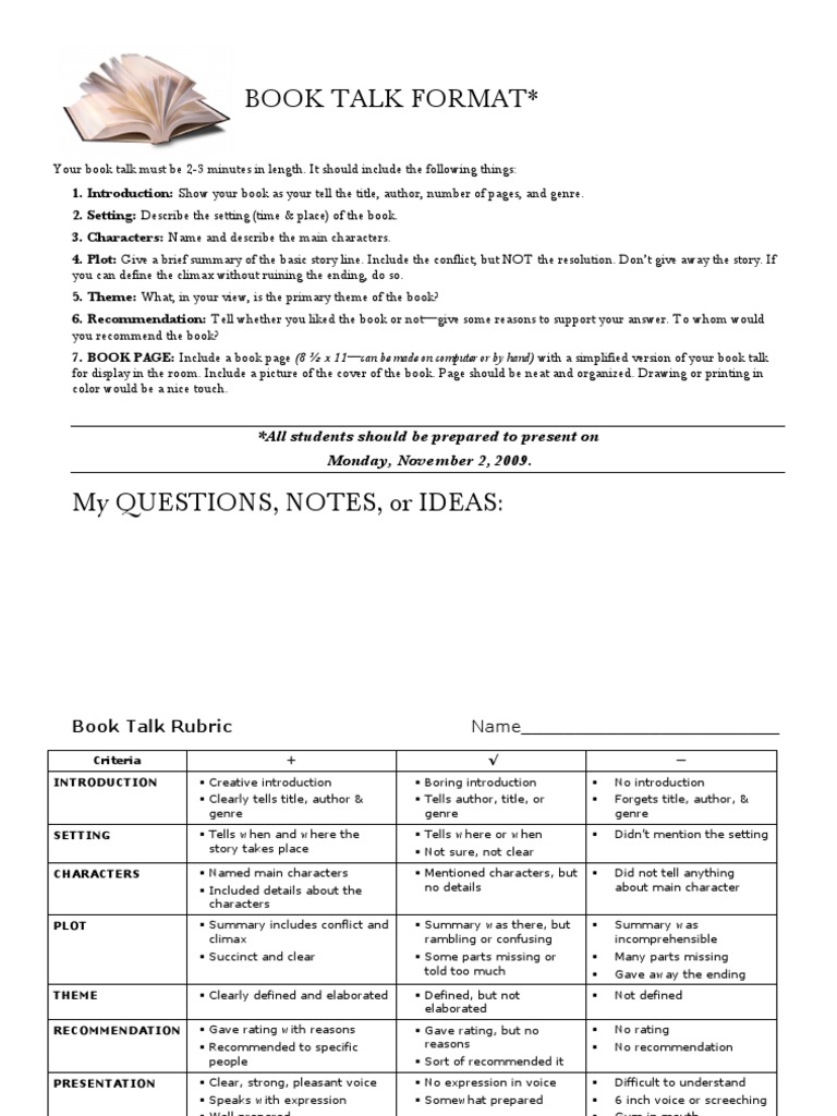 Book Talk Format | PDF | Genre | Books