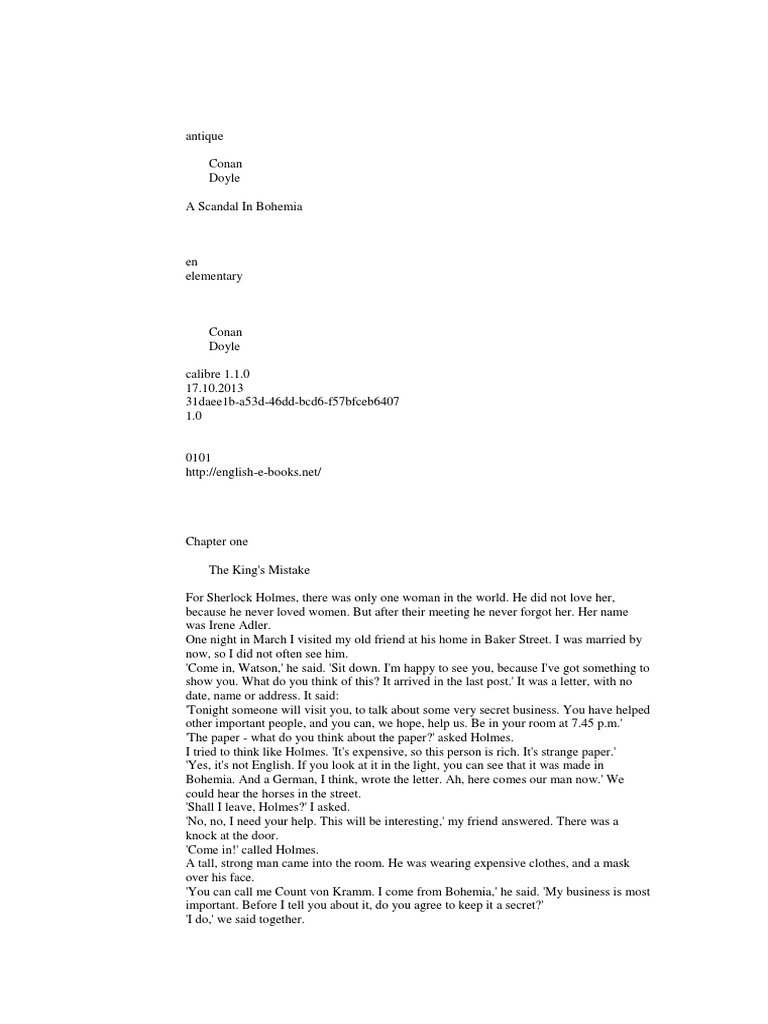 A Scandal in Bohemia-Conan Doyle | PDF | A Scandal In Bohemia | Irene Adler