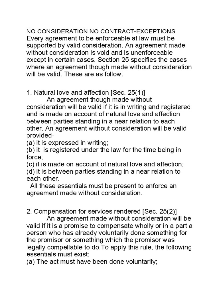 No Consideration No Contract
