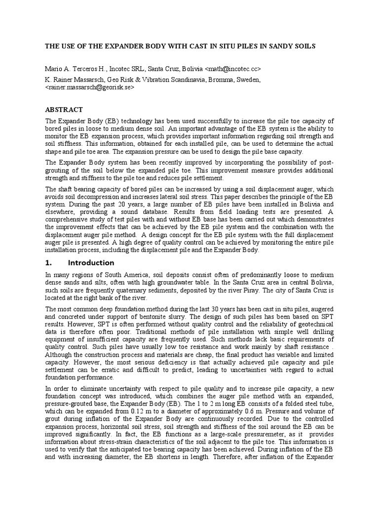 The Use of The Expander Body | PDF | Deep Foundation | Geotechnical ...