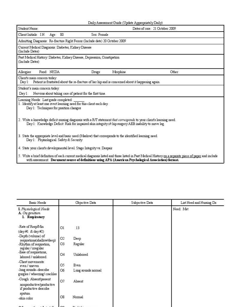 Daily Assessment Guide, My First | PDF | Sleep | Breathing