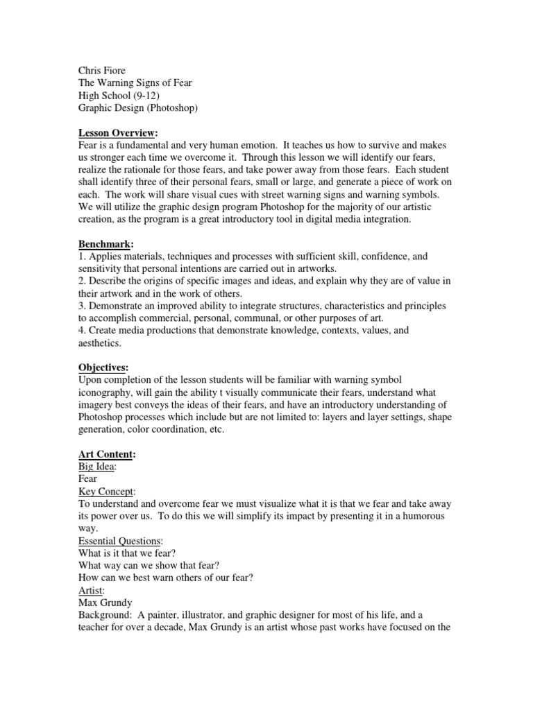 lesson plan | Adobe Photoshop | Graphic Design