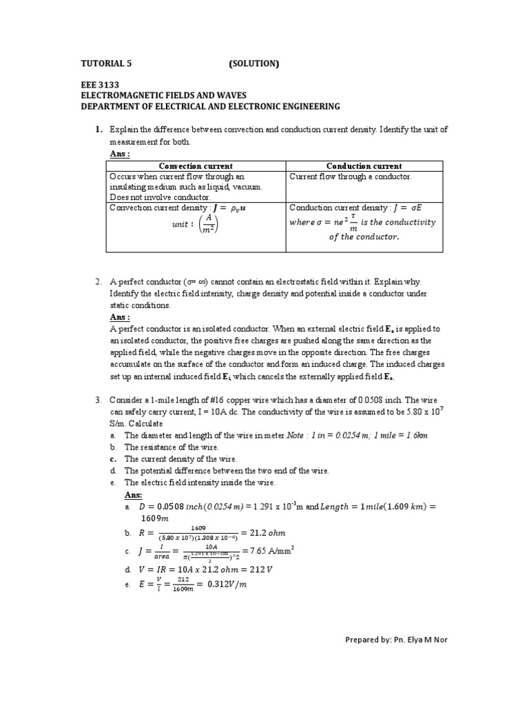 Tutorial 5 Solution Emagnet | PDF | Electrical Conductor | Dielectric