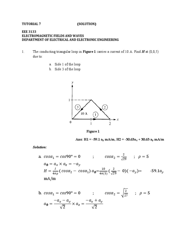 Tutorial 7 Solution Emagnet | PDF | Applied And Interdisciplinary Physics | Physics