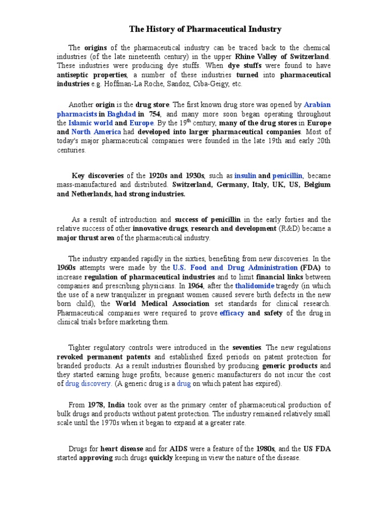 History of Pharmaceutical Industry | PDF | Generic Drug ...