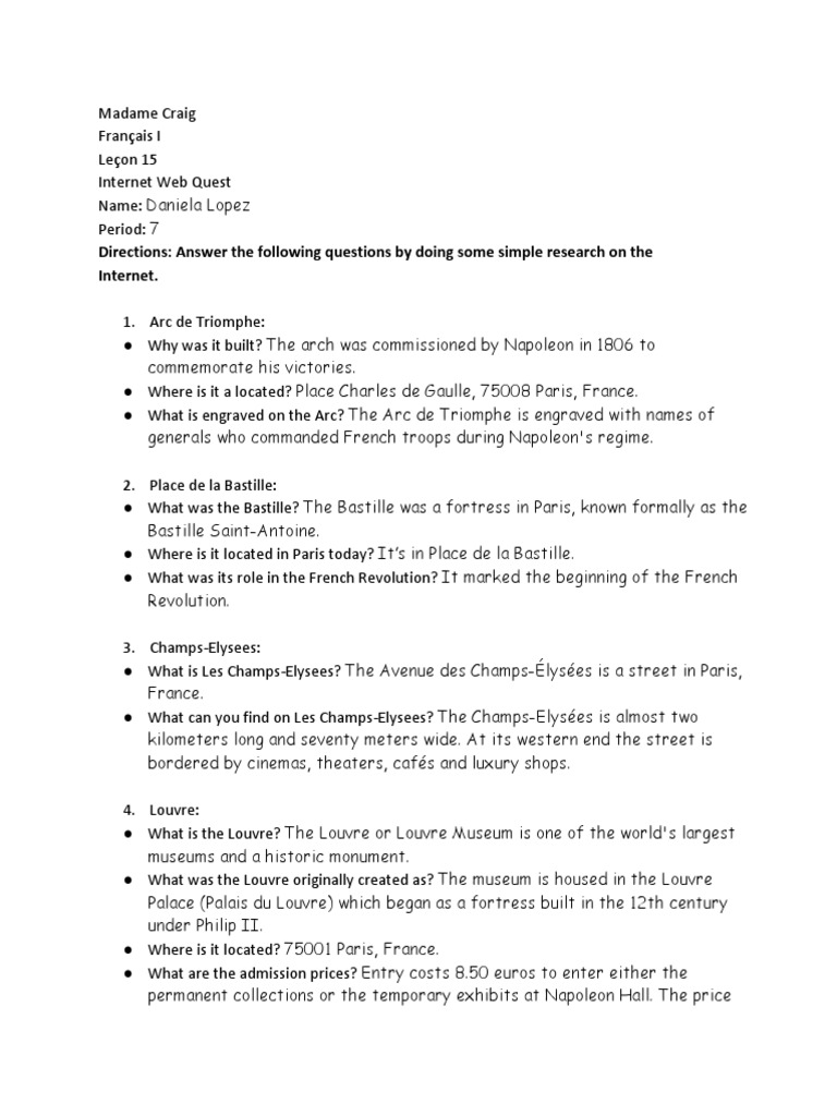 Scavenger Hunt Web Quest | PDF | Notre Dame De Paris | Louvre