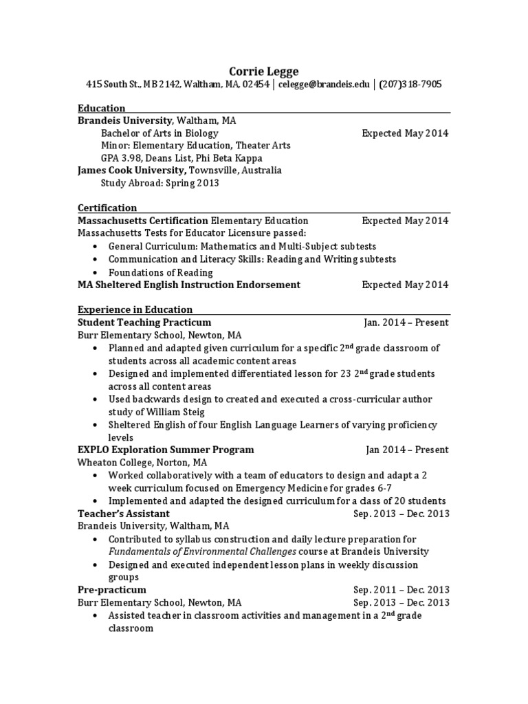 Teaching Resume in Progress | PDF | Curriculum | Primary Education