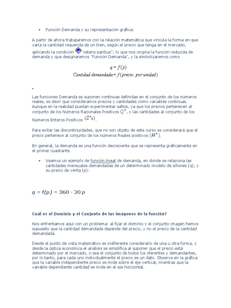 Función Demanda y Su Representación Gráfica | PDF | Función ...