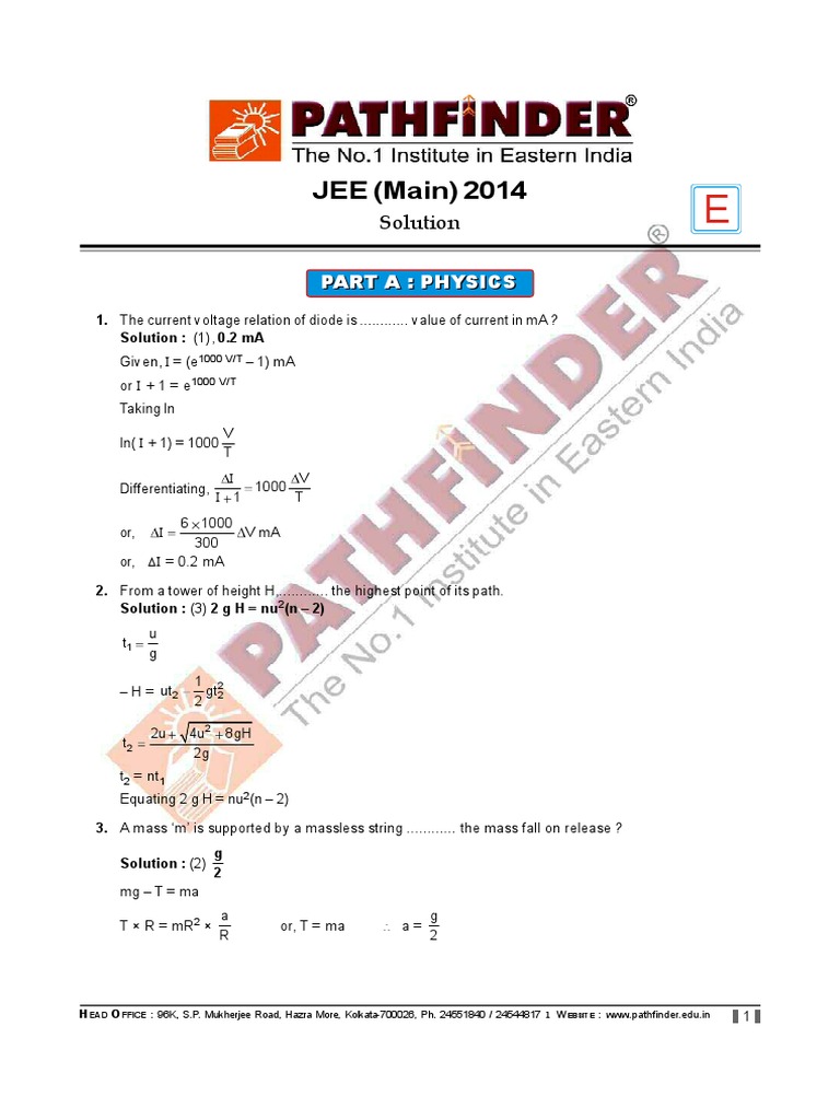 JEE (Main) 2014: Solution | PDF | Light | Carboxylic Acid