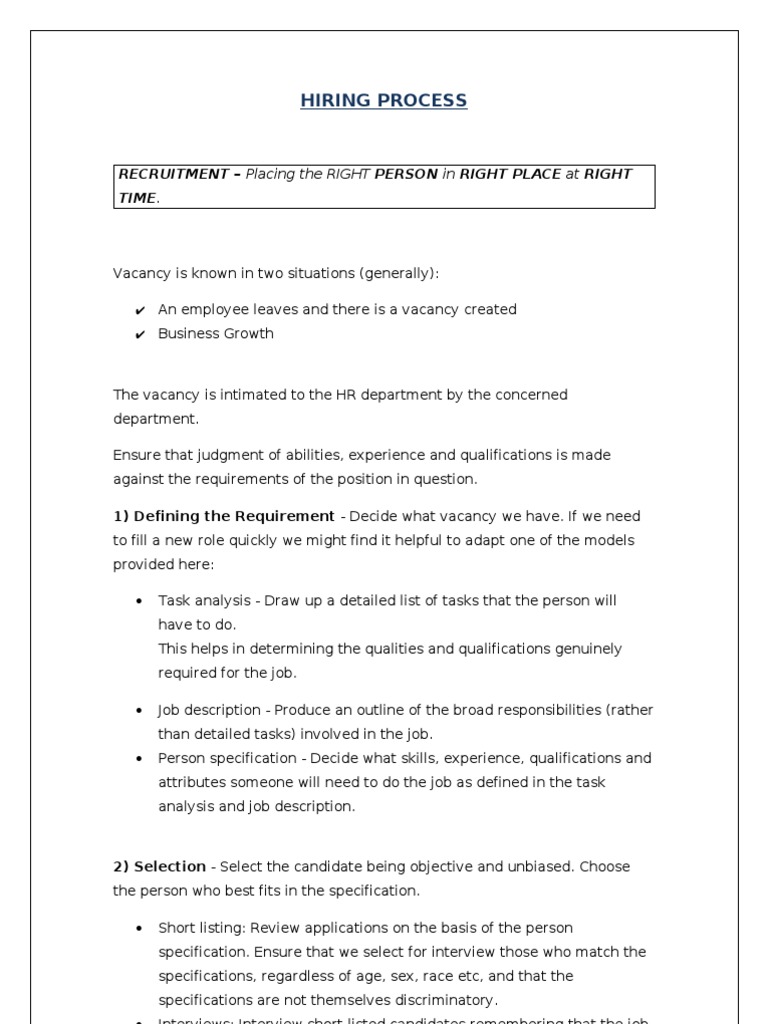 Hiring Process | PDF | Recruitment | Employment