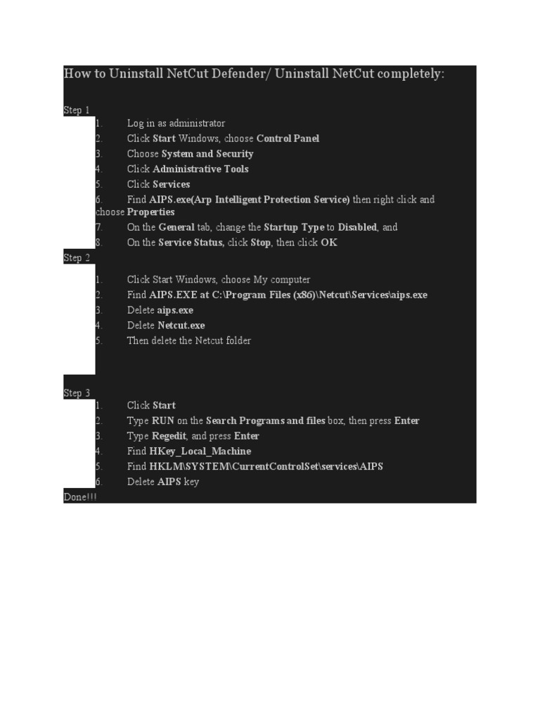 How To Uninstall NetCut Defender - Uninstall NetCut Completely | PDF