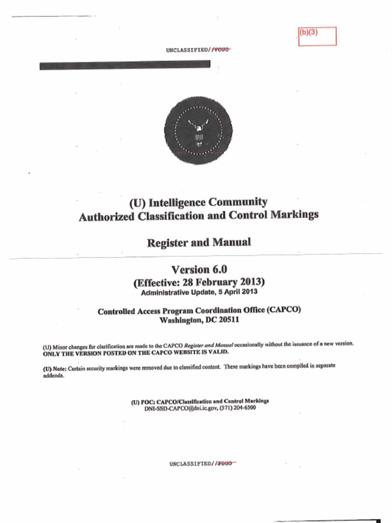 Intelligence Community Authorized Classification and Control Markings ...