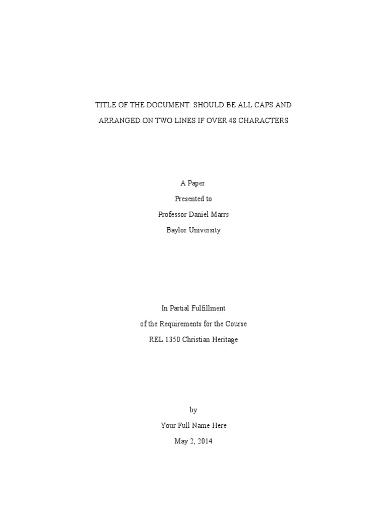 Turabian Template | PDF | A Manual For Writers Of Research Papers ...