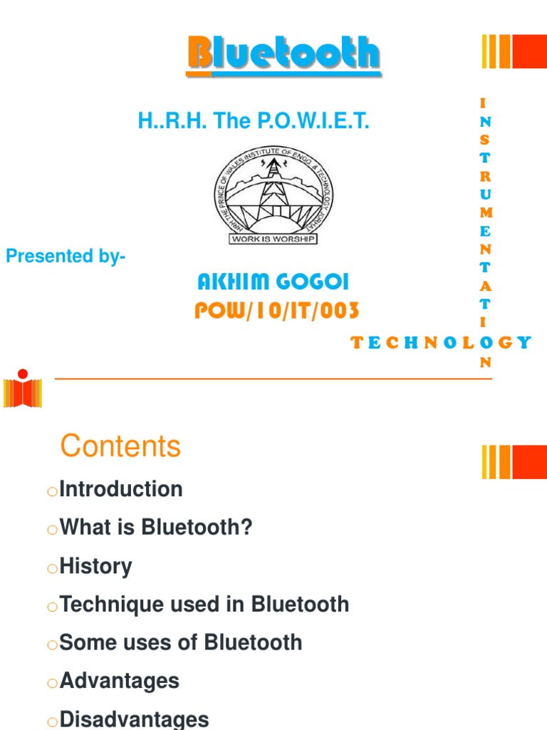 Presentation On Bluetooth | PDF | Bluetooth | Radio