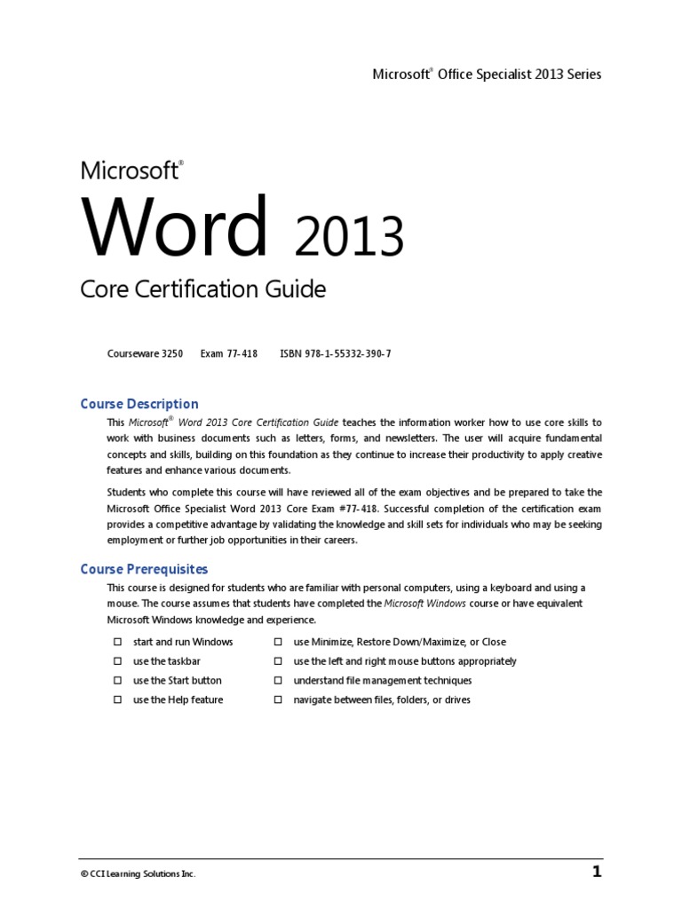 3250 Word Core Outline | PDF | Microsoft Word | Computing