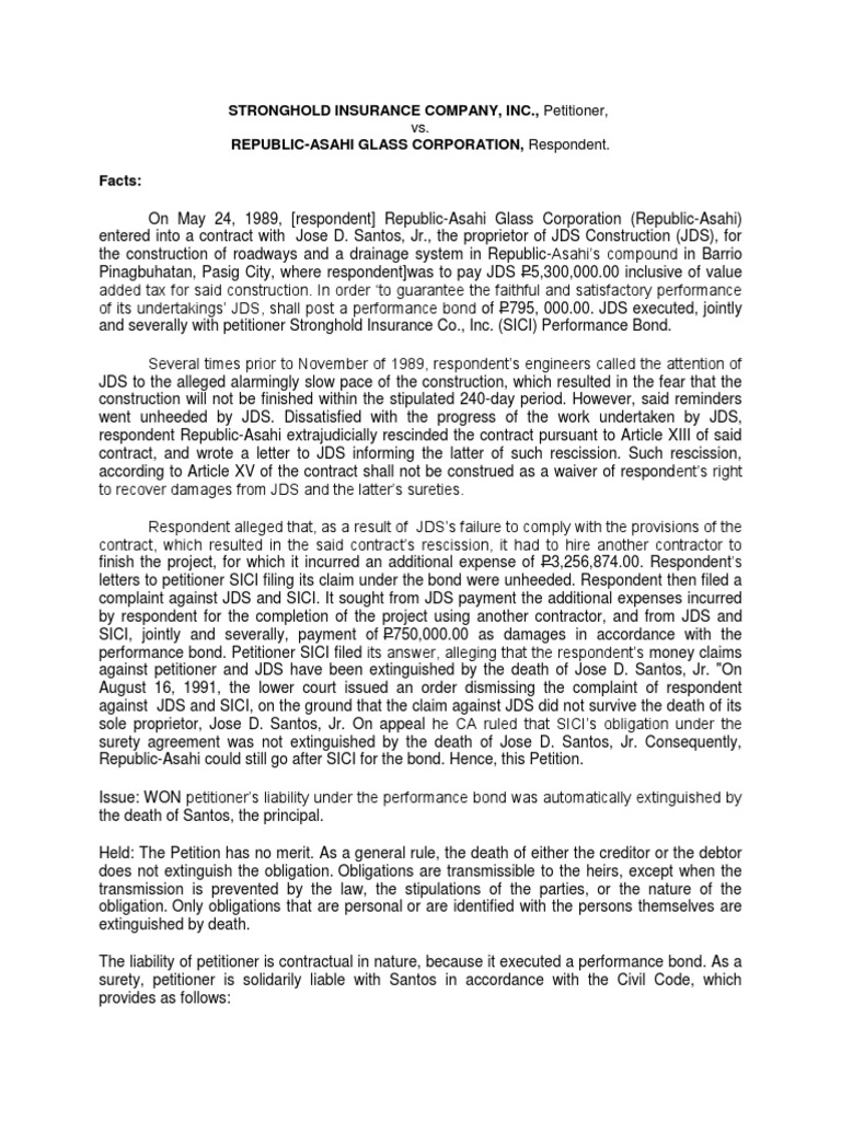 Surety Liability Despite Debtor's Death | PDF | Surety Bond | Guarantee