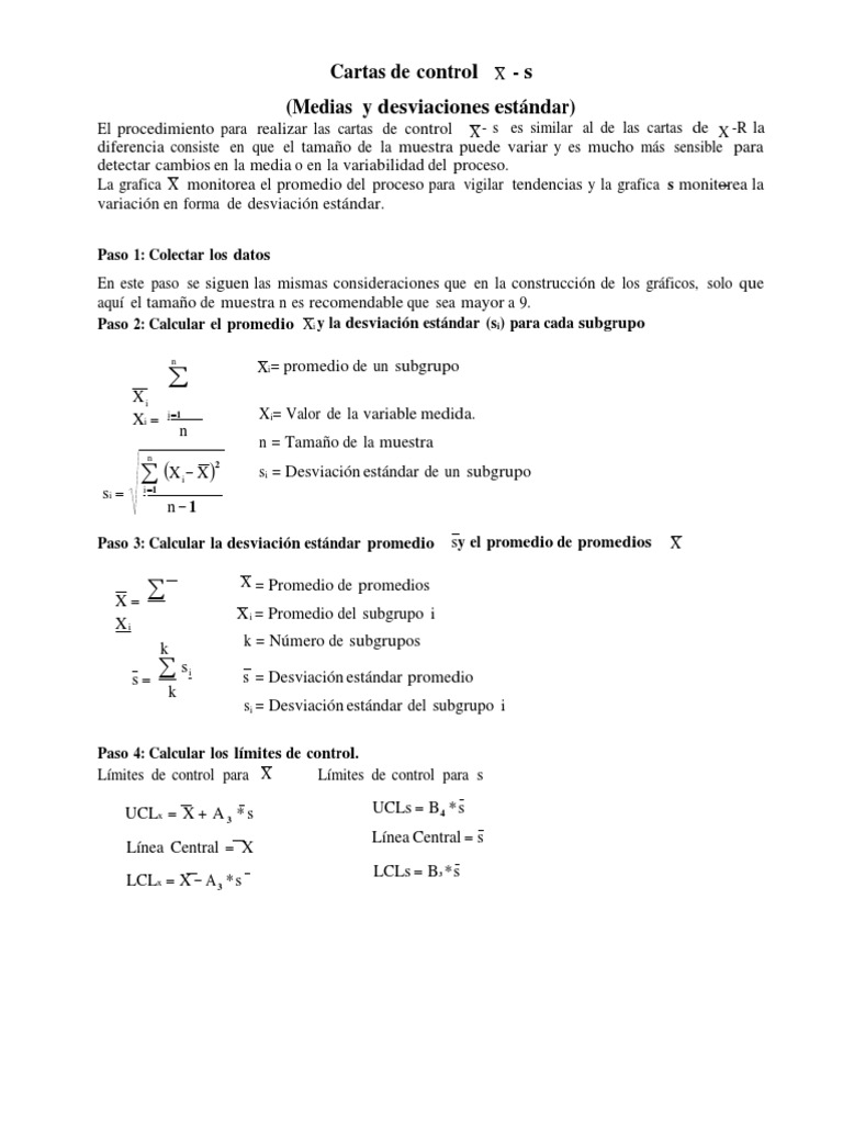Cartas de Control X-S | PDF | Desviación Estándar | Enseñanza de matemática
