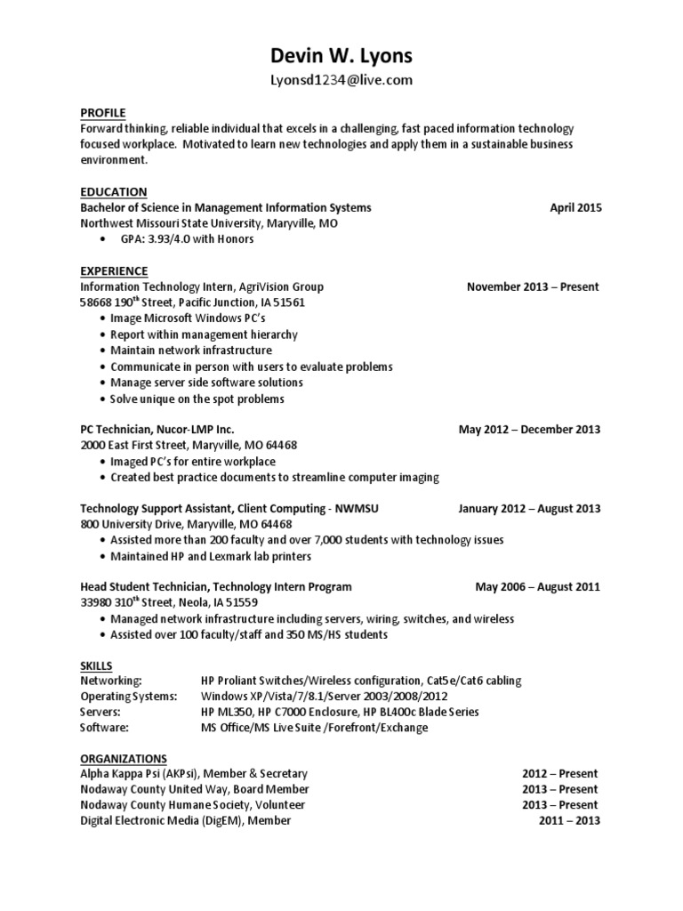Devin Lyons Resume | PDF