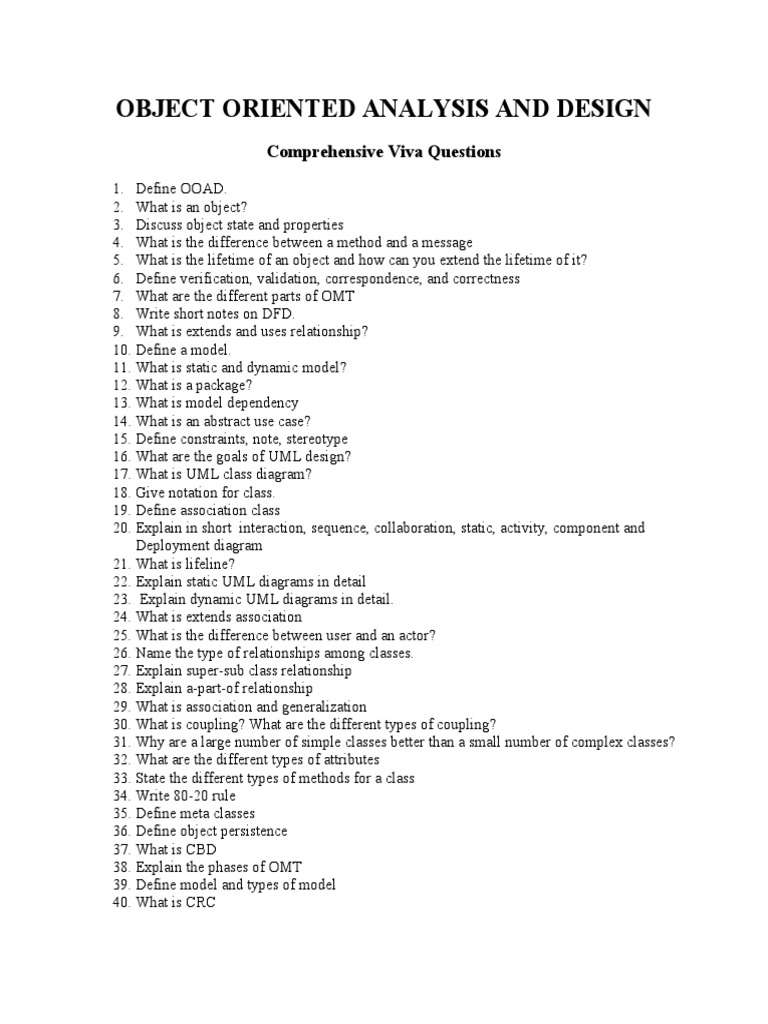 OOAD Viva Questions Overview | PDF | Information Technology | Information Management