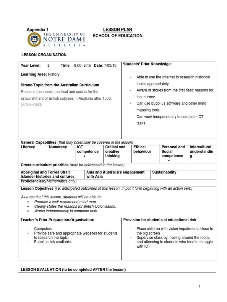 Lesson Plan 1 Ict | PDF | Educational Technology | Lesson Plan