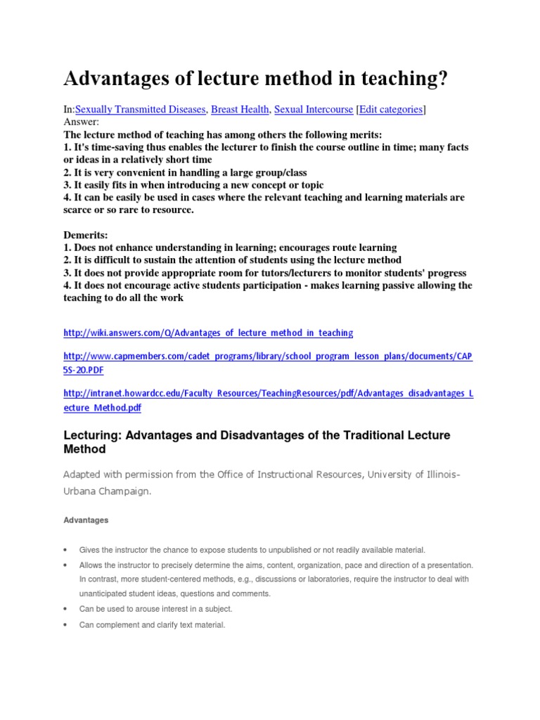 Lecturing: Advantages and Disadvantages of the Traditional Lecture ...
